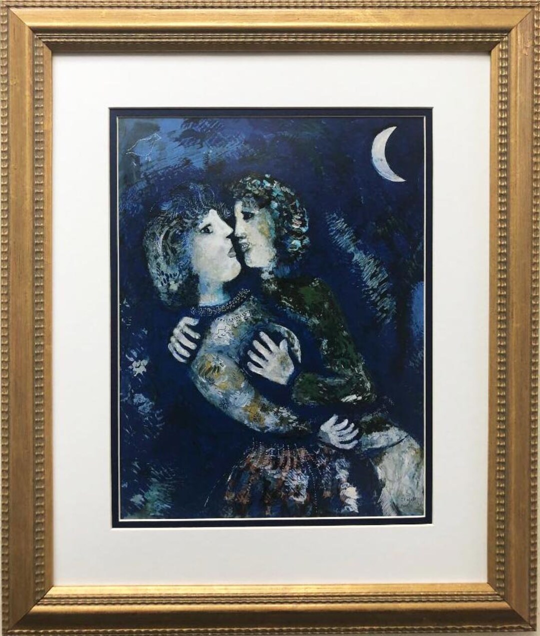 Marc Chagall "lovers With Half Moon" New CUSTOM FRAMED Art Rare Poster ...
