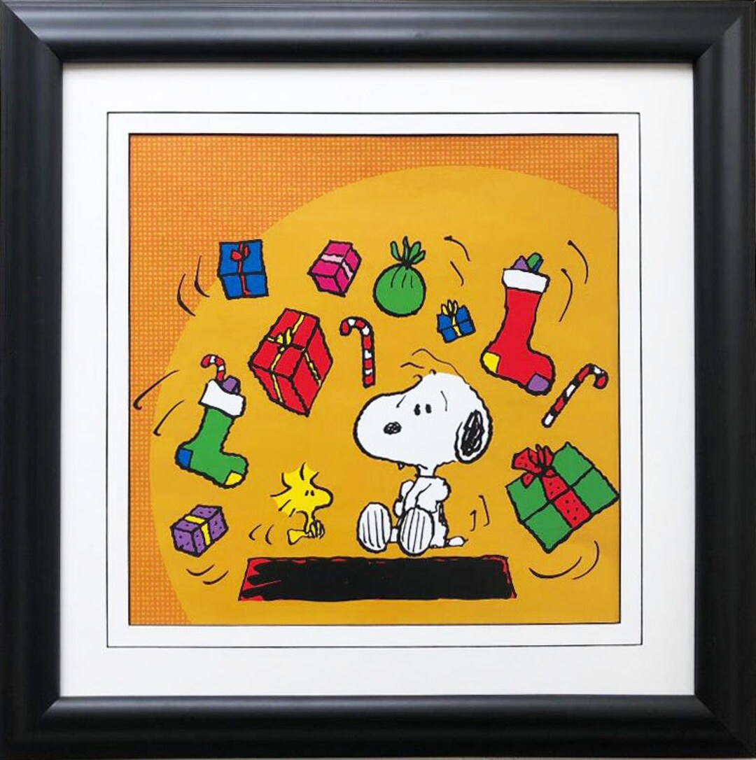 Charles Schulz Peanuts snoopy & Woodstock Christmas New CUSTOM FRAMED ...