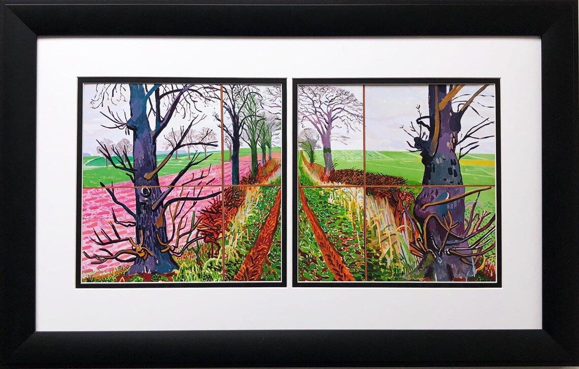 David Hockney "a Closer Winter Tunnel" Custom Framed Art Diptych - Book ...