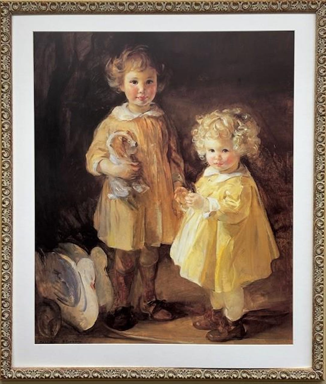 Alice Kent Stoddard "two Little Sisters" NEW Custom Framed Art Children ...