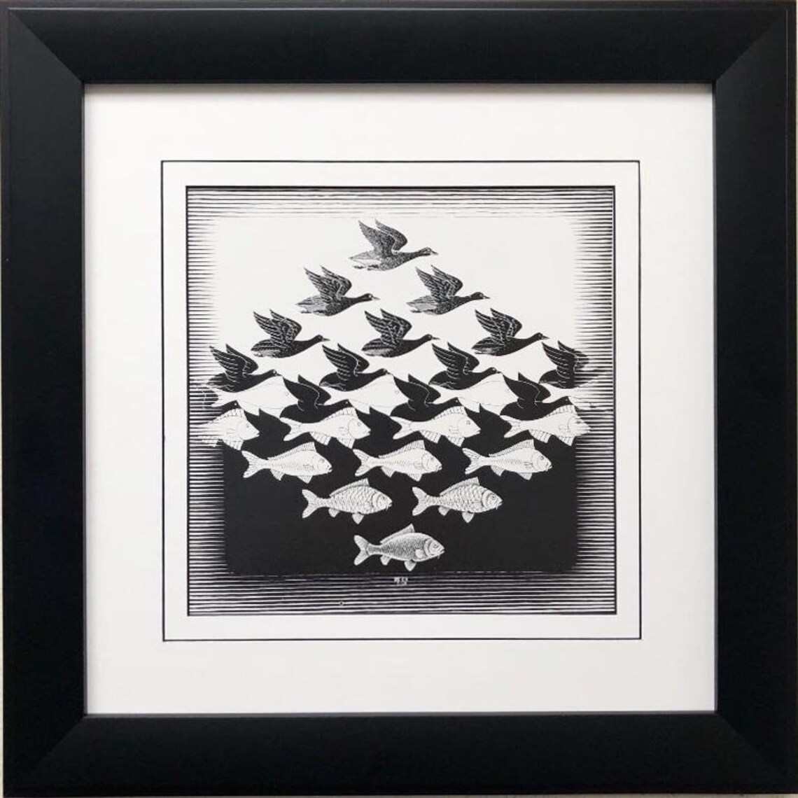 M.c.escher "sky and Water I" 1938 CUSTOM FRAMED Art - Etsy