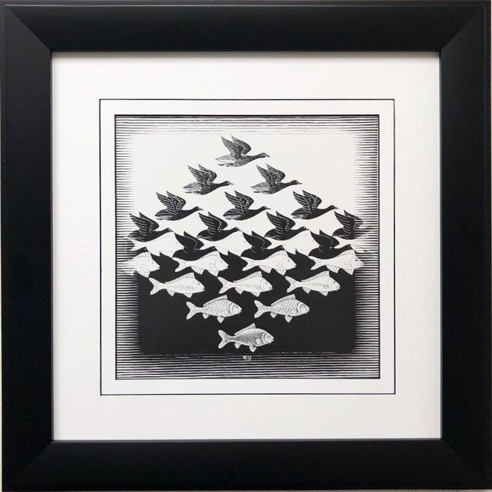 M.c.escher "sky and Water I" 1938 CUSTOM FRAMED Art - Etsy