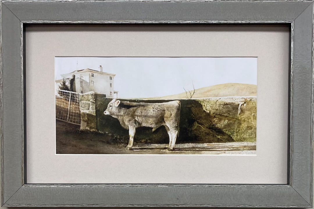 Andrew Wyeth "young Bull '60" CUSTOM FRAMED Art Americana Rural Farm ...