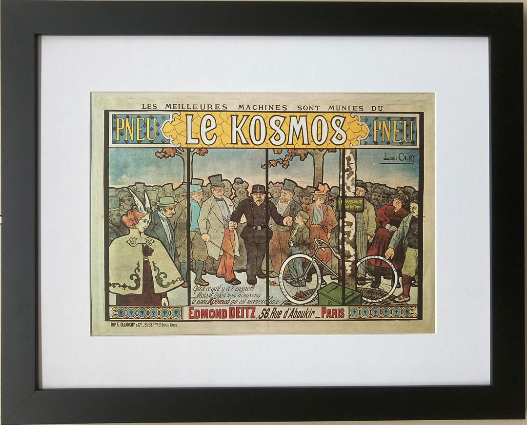 Vintage Bicycle Poster "kosmos Tires" (1900) Framed Art - Etsy