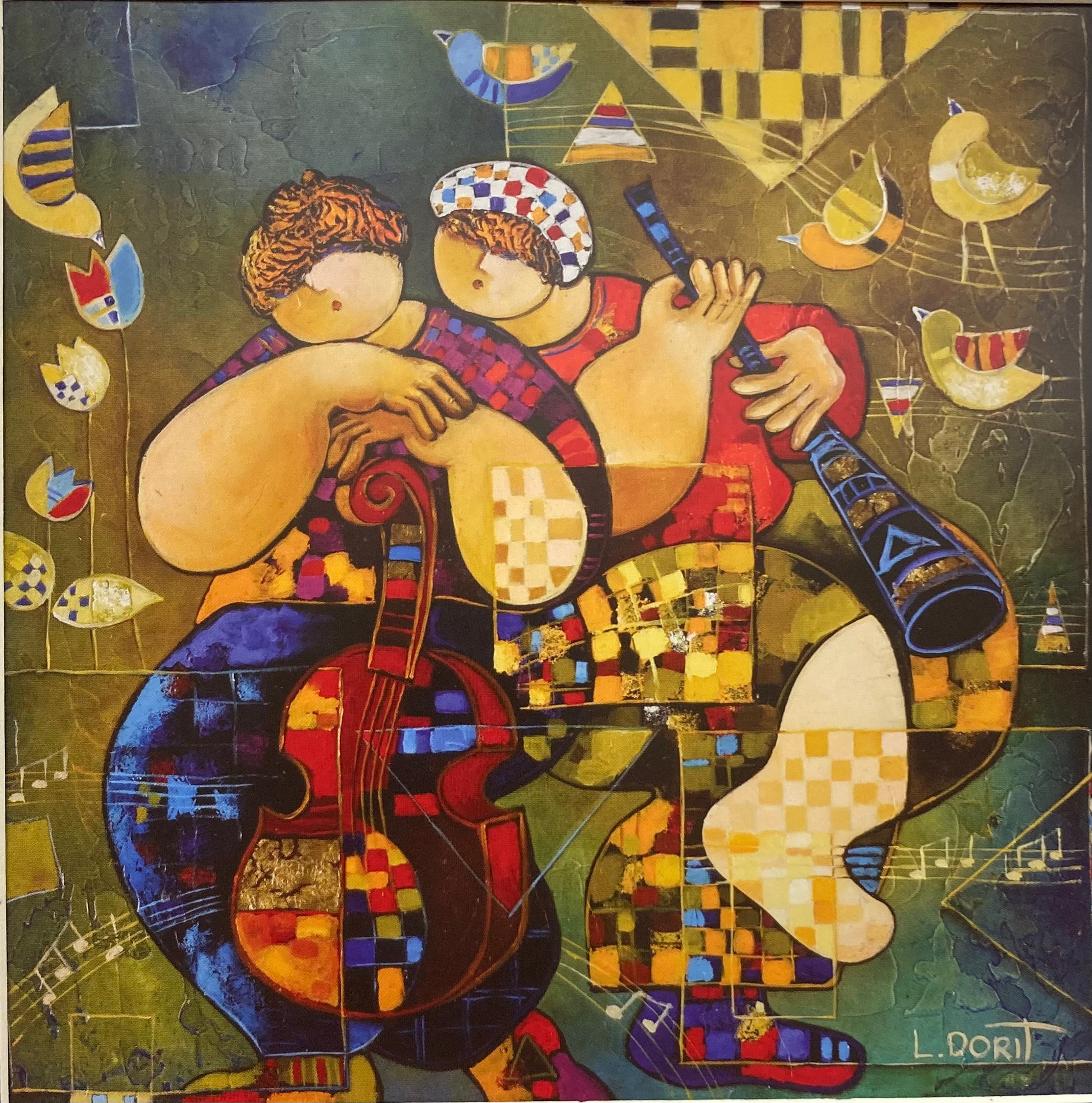 Dorit Levi "serenade for Two" Custom Framed Art Print Music Geometric ...