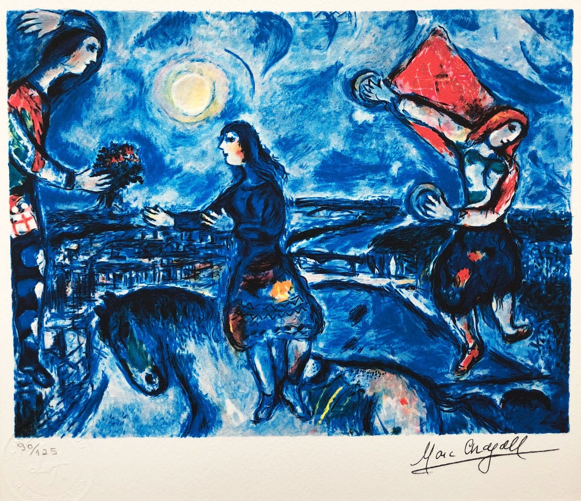 Marc Chagall Lovers Over Paris Newly Custom Framed Etsy