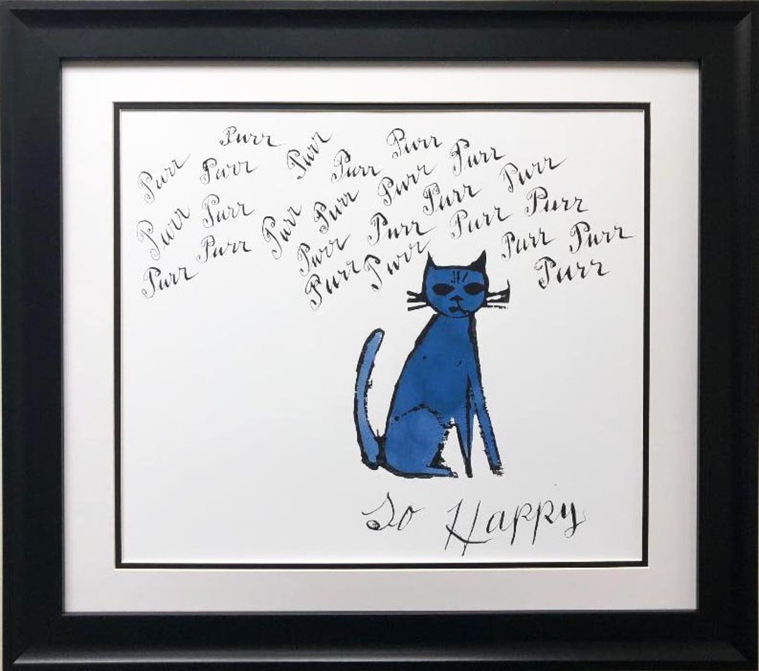 Andy Warhol "so Happy Cat" Lrg 1958 CUSTOM FRAMED Pop Art Lithograph - Etsy