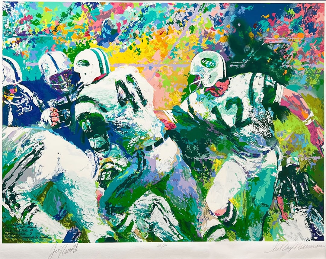 Leroy Neiman "the Handoff" HAND Signed by Joe Namath & Neiman Serigraph ...