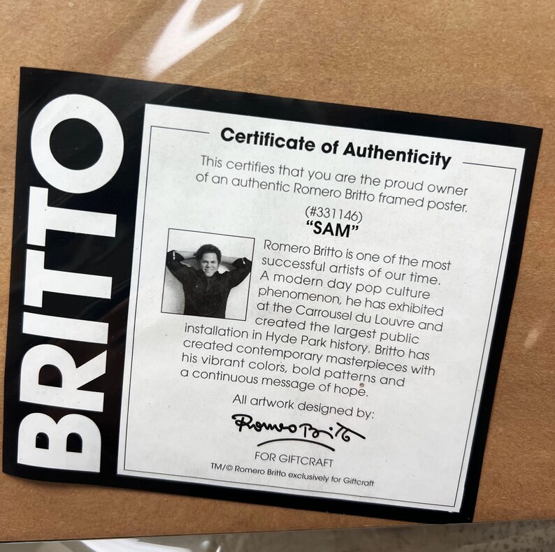 Romero Britto sam Cat NEW CUSTOM FRAMED Matted Art | Etsy