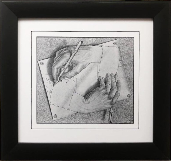 M.c.escher drawing Hands CUSTOM FRAMED Art | Etsy