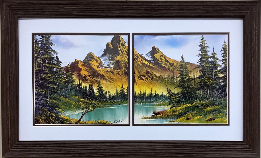 Bob Ross "brown Mountains" Happy Trees CUSTOM FRAMED ART Nature Print ...