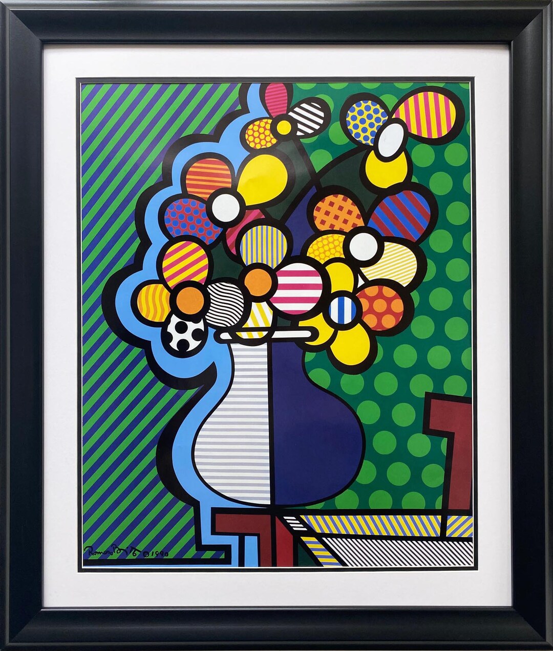 Romero Britto "flowers" Newly Custom Framed Pop Art Print - Etsy