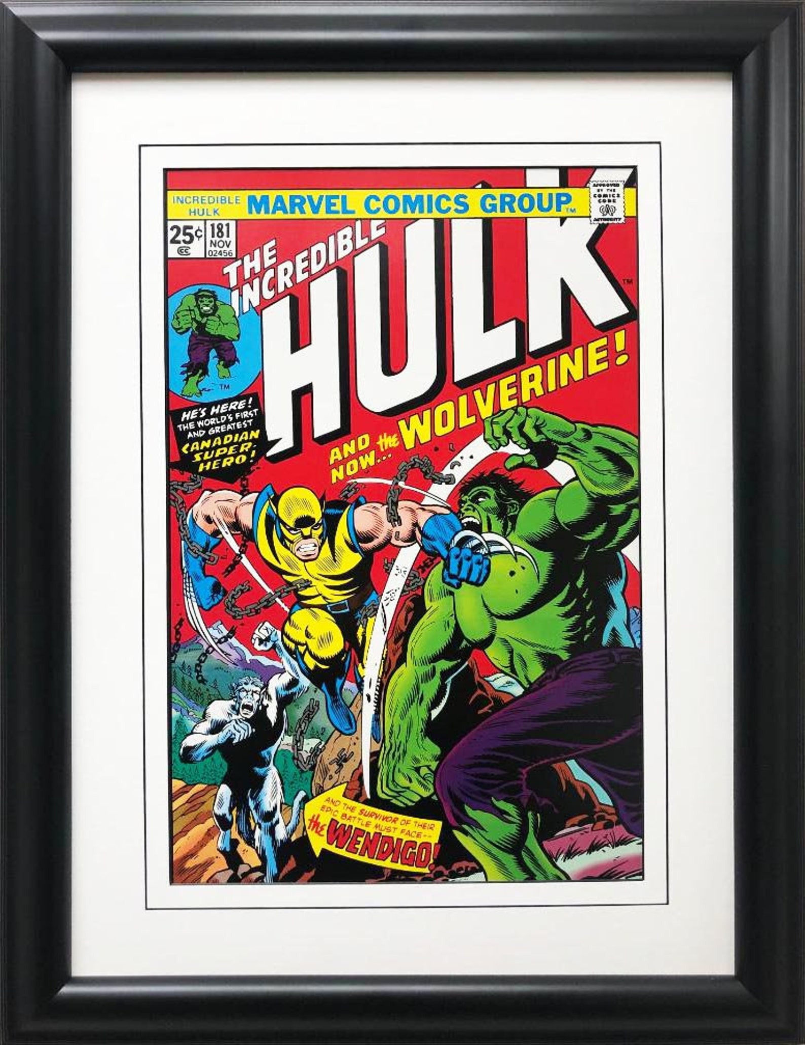 Marvel "the Incredible Hulk" #181 With Wolverine Framed Comic Book ...