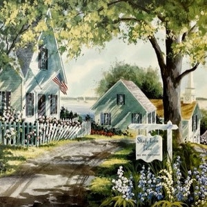 Denise Patchell-olson "shady Lane" CUSTOM FRAMED Signed #'d New England ...