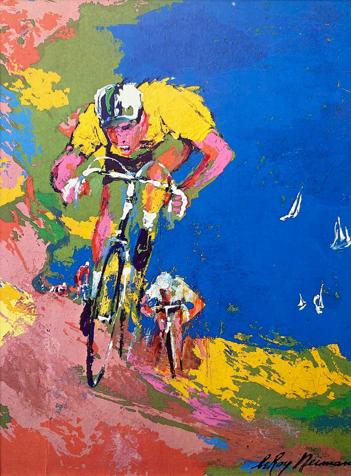 Leroy Neiman bikes and Boats FRAMED Art Print - Etsy