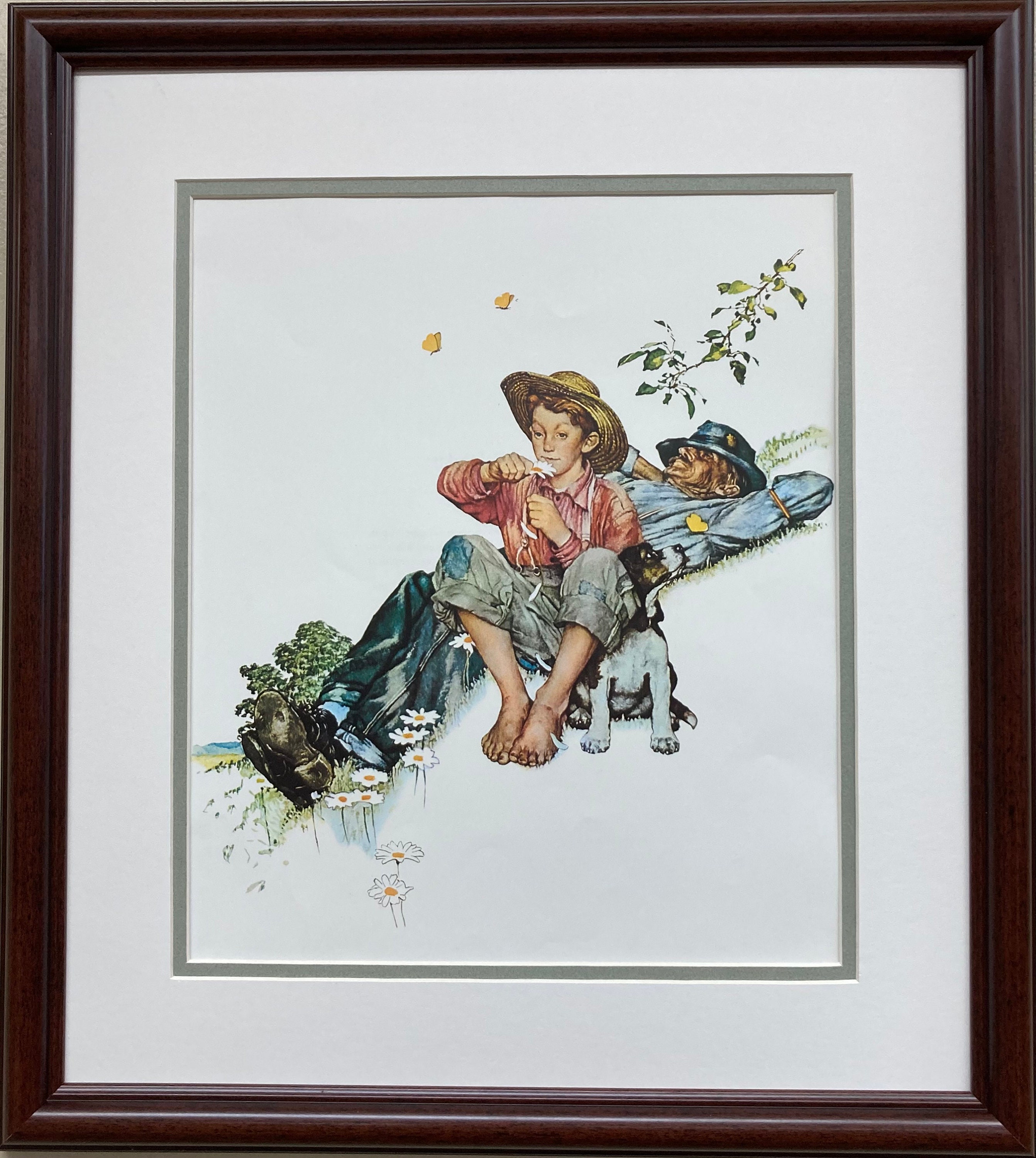 Norman Rockwell "grandpa & Me - Summer" CUSTOM FRAMED Art Print ...