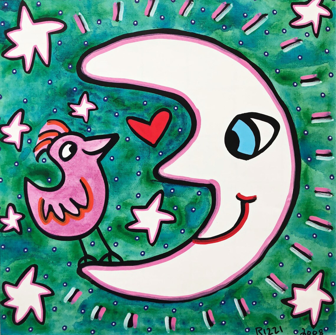 James Rizzi The Moon Can Think Pink CUSTOM FRAMED | Etsy