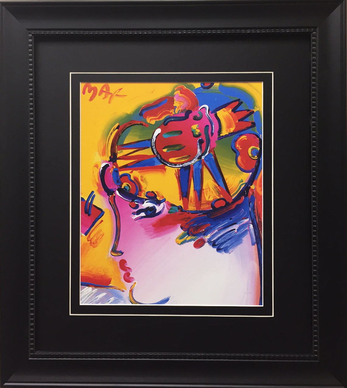 Peter Max "the M Series Profile W/ Hat" CUSTOM FRAMED Print Art POP ...