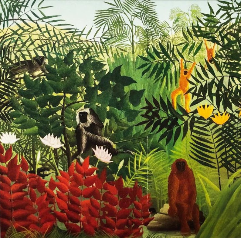 Henri Rousseau tropical Forest With Monkeys 1910 - Etsy