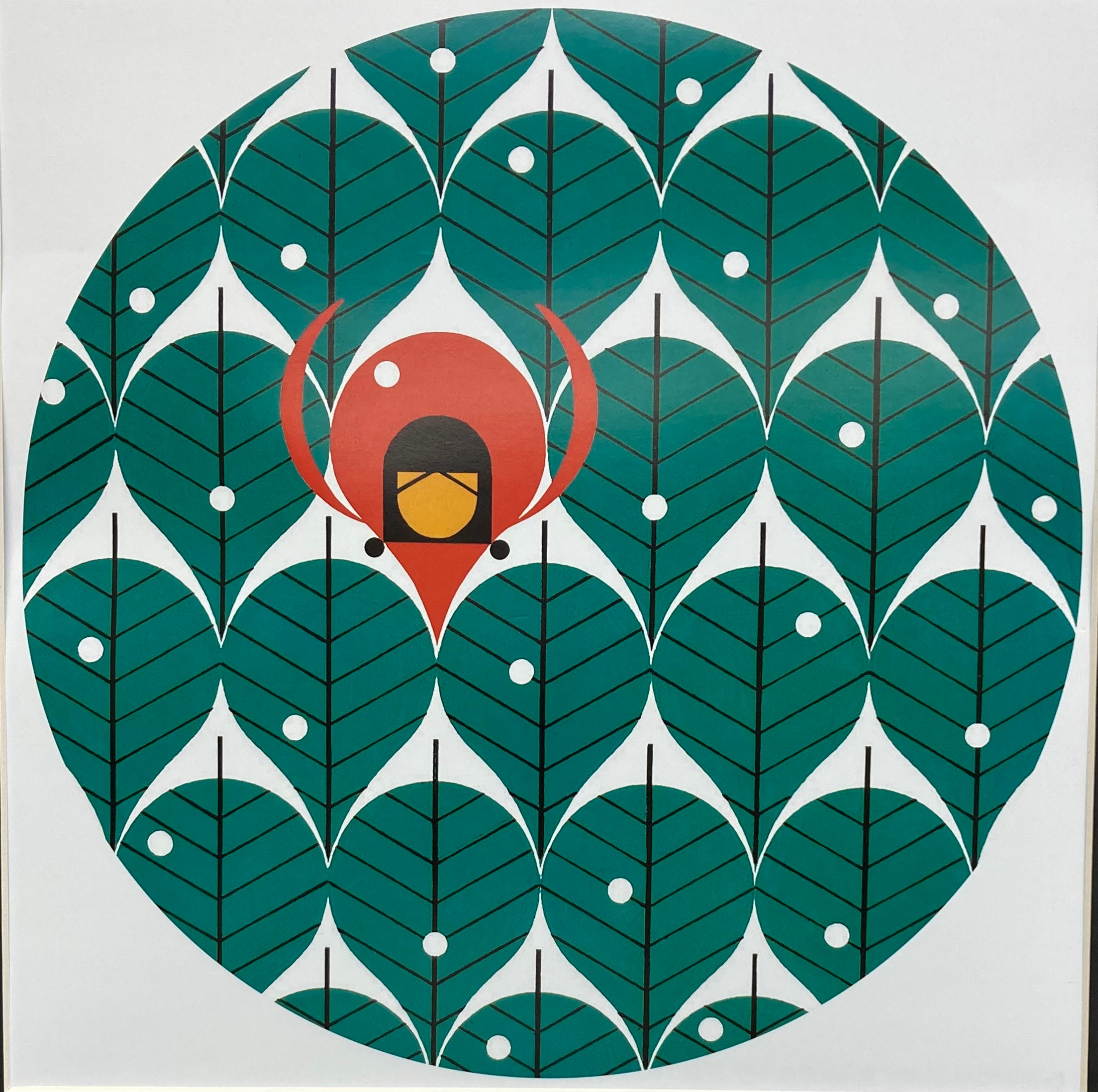 Charley Harper "coniferous Cardinal" Custom Framed Art Print, Birds - Etsy