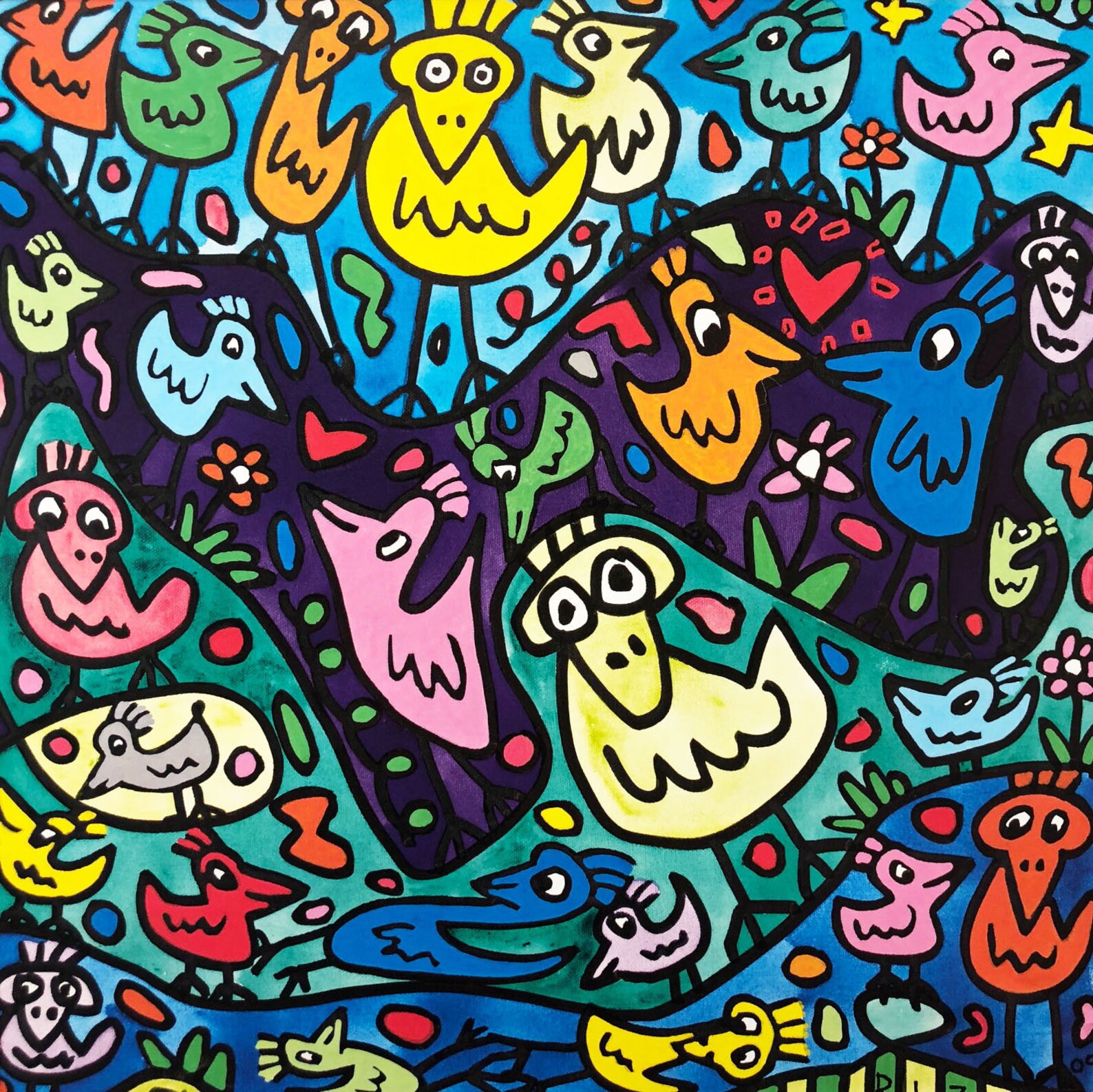 James Rizzi flocking up With the Birds CUSTOM - Etsy