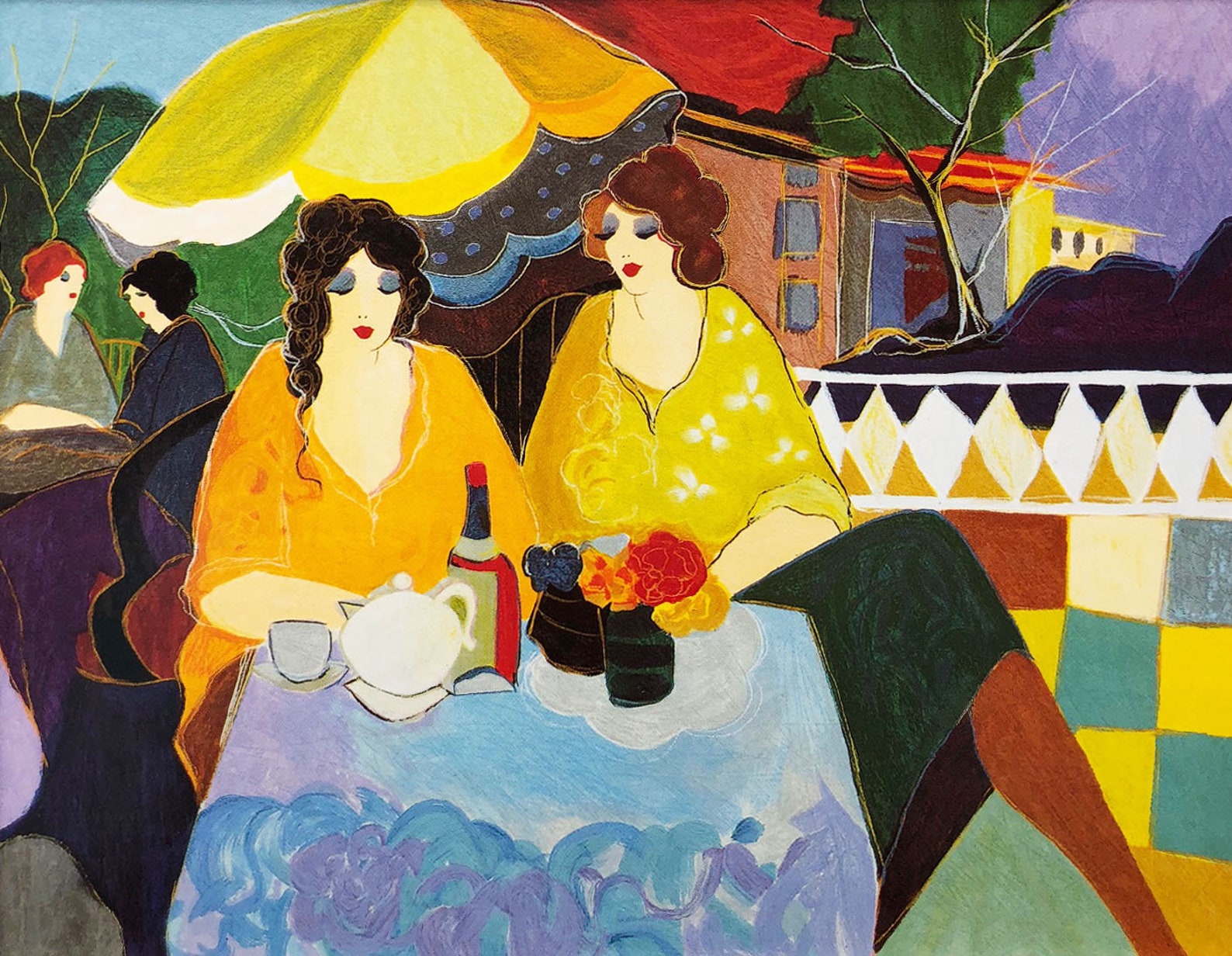 ITZCHAK TARKAY "tea Garden" LITHOGRAPH Custom Framed Art - Etsy
