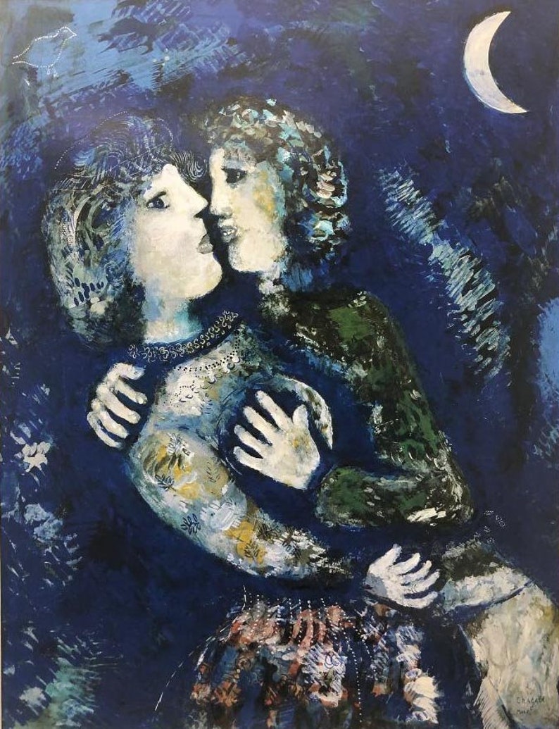Marc Chagall Lovers With Half Moon New Custom Etsy