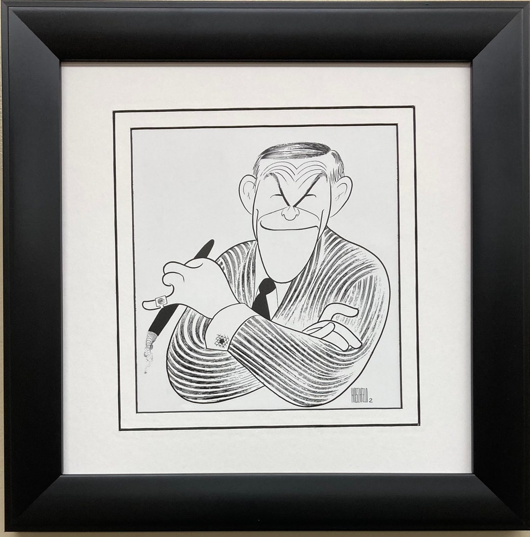 Al Hirschfeld "george Burns 1973" CUSTOM FRAMED ART Celebrity Comedian ...