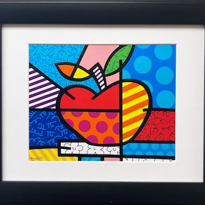 Romero Britto "the Apple" NEWLY CUSTOM Matted FRAMED Art Print - Etsy