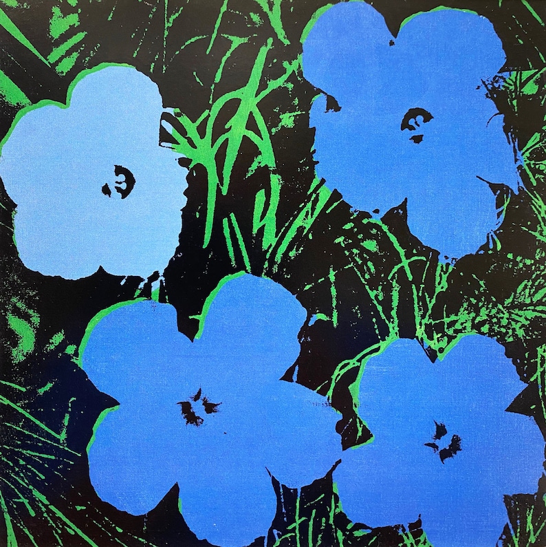 Andy Warhol "flowers" 1964 (green & Blue ) CUSTOM FRAMED Pop Art Litho ...