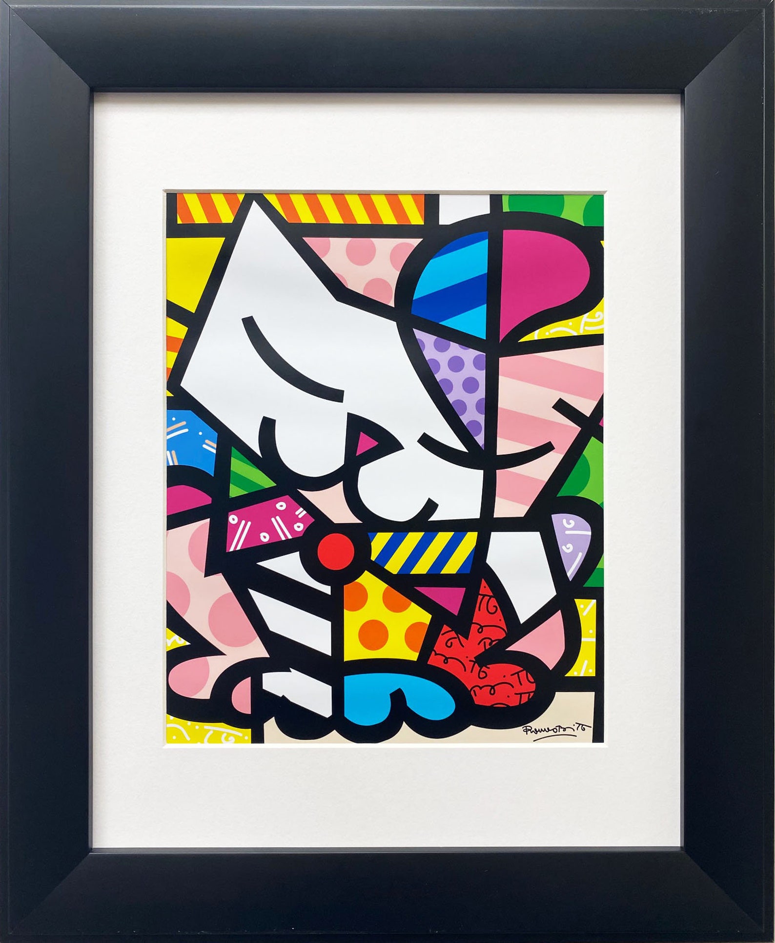 Romero Britto Cat NEWLY CUSTOM Matted FRAMED Art | Etsy