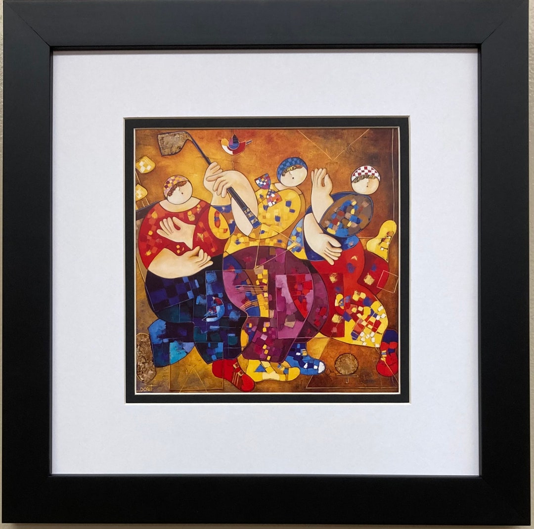Dorit Levi "golf Players" Custom Framed Art Print Contemporary Sports ...