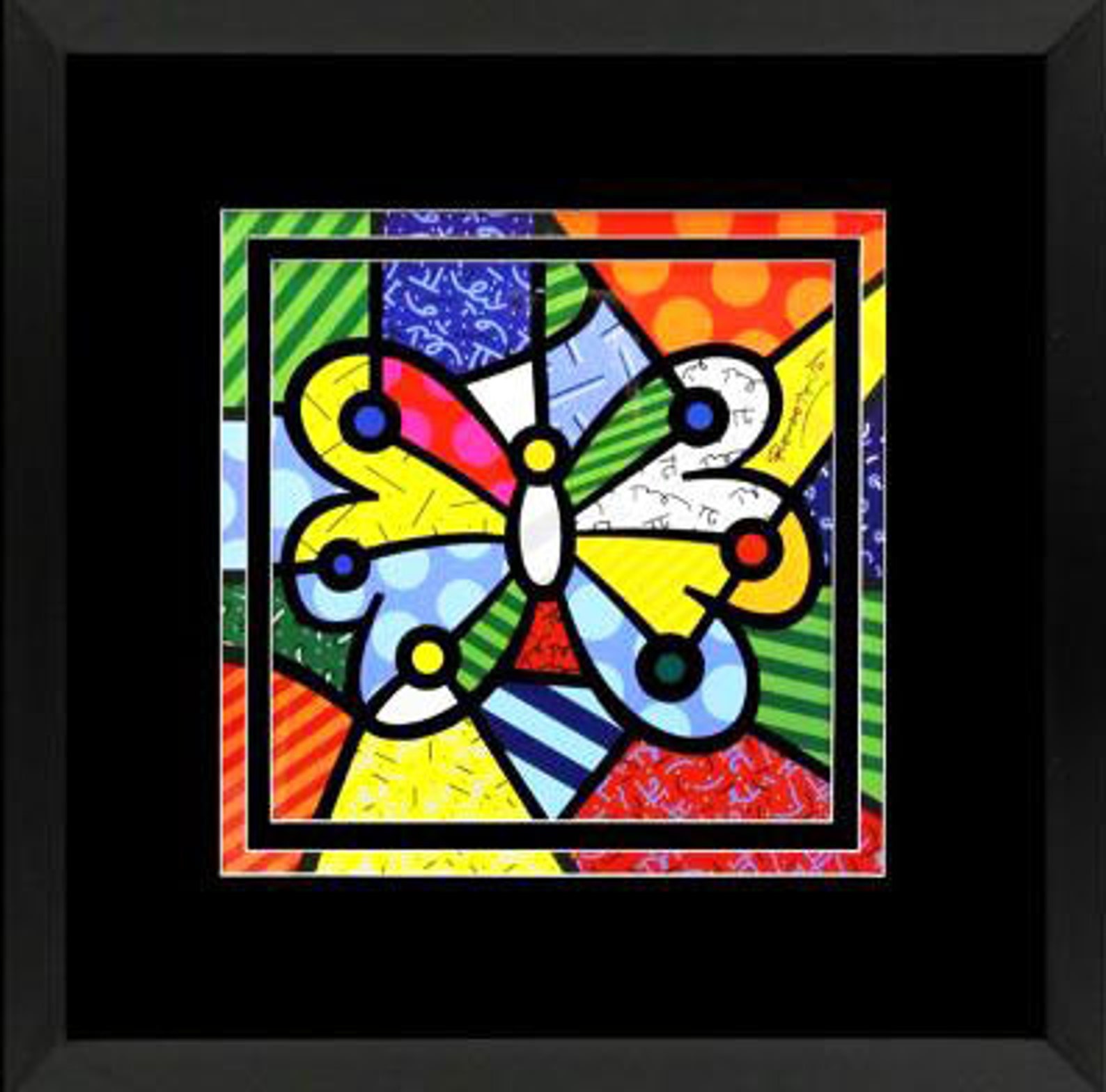 Romero Britto garden Butterfly BLACK CUSTOM FRAMED | Etsy