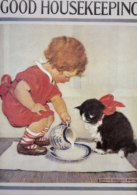 Jessie Wilcox Smith "milk for Kitty" Good Housekeeping Magazine Poster ...