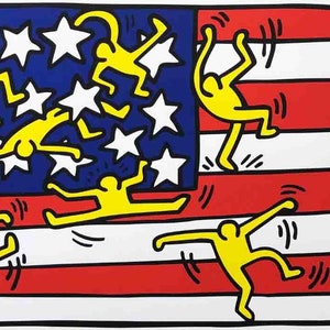 Keith Haring "american Music Festival Nyc" CUSTOM FRAMED Print American Flag - Mcgaw Graphics ...