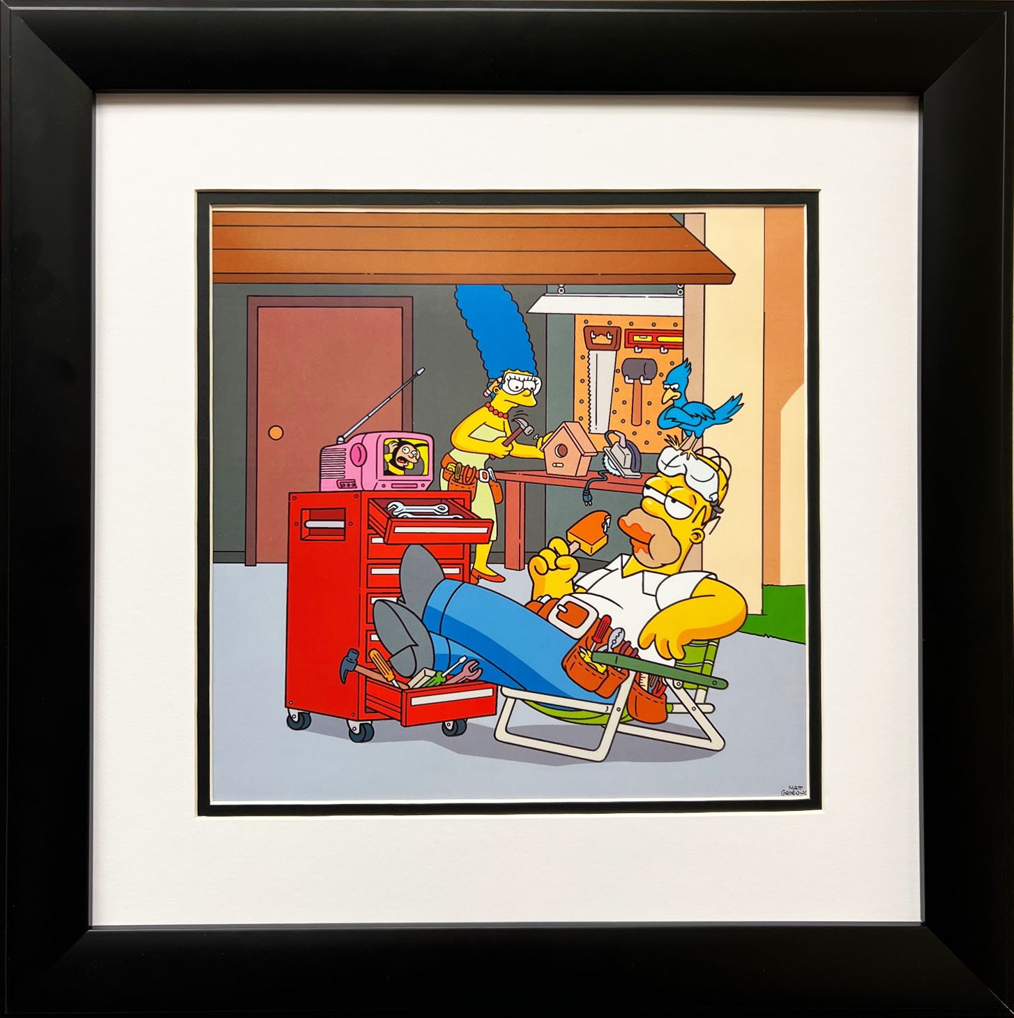 The Simpsons building a Birdhouse CUSTOM FRAMED | Etsy