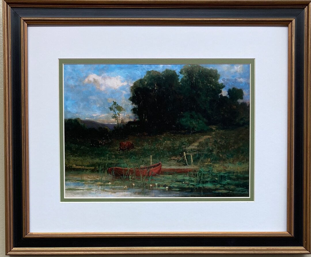 Edward Mitchell Bannister "the Farm Landing 1892" CUSTOM FRAMED Black ...