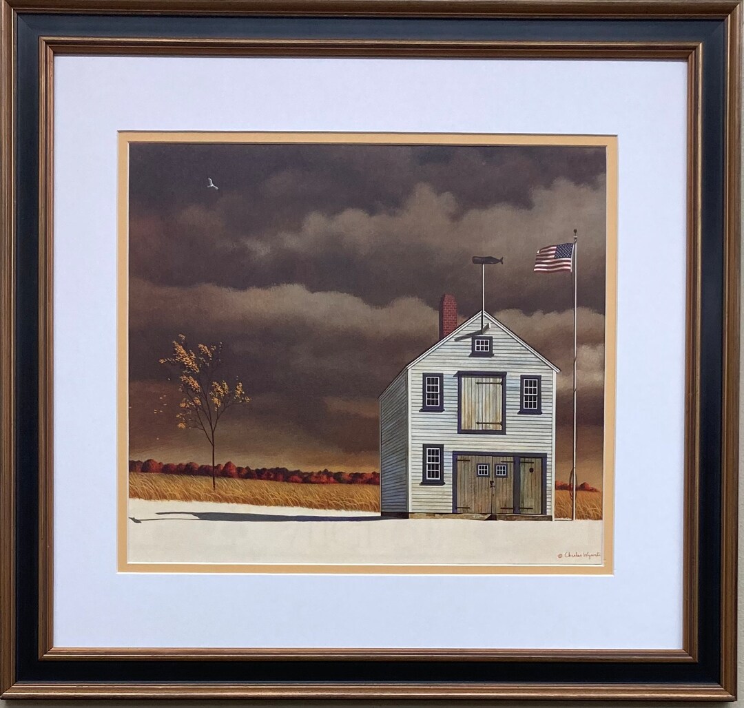 Charles Wysocki "whale in the Wind " New CUSTOM FRAMED Art Americana ...