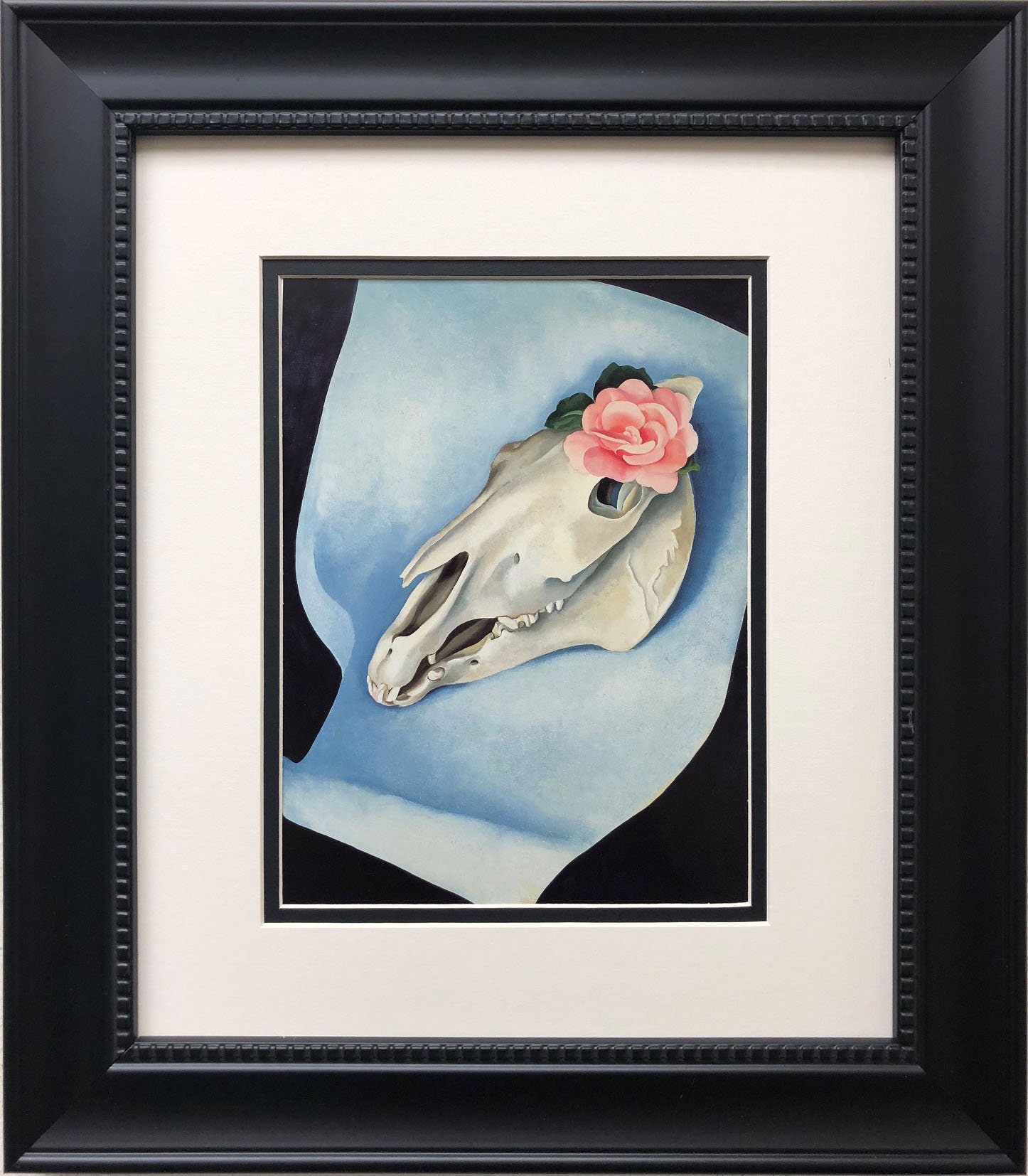 Georgia O'keeffe "horse's Skull With Pink Rose" Custom Framed Art Print ...