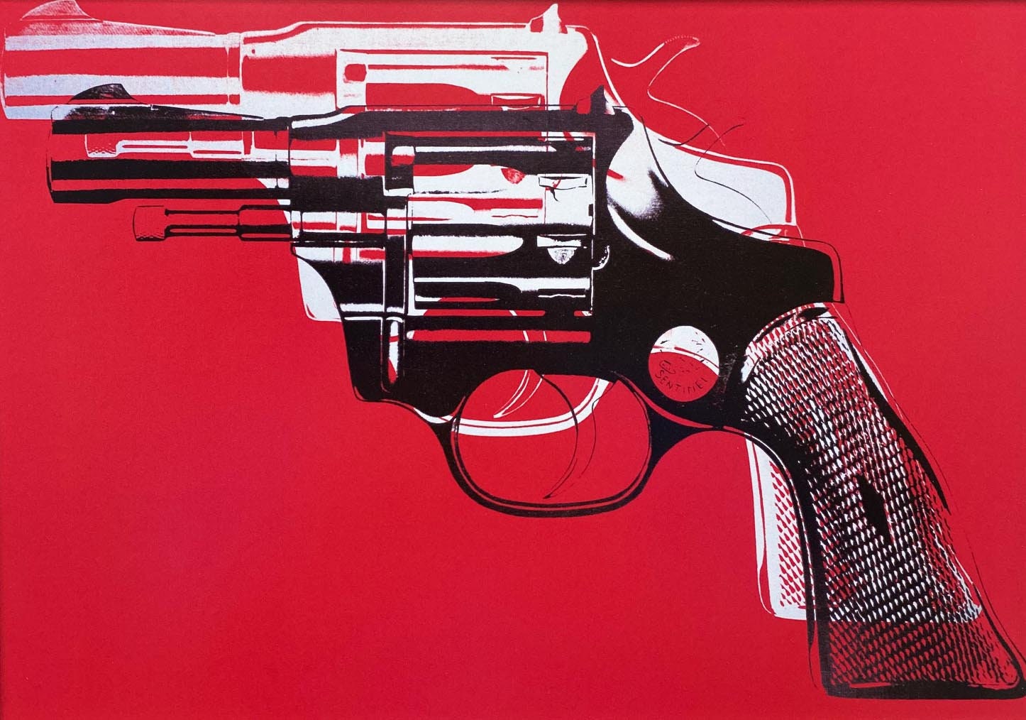 Andy Warhol "gun"' CUSTOM FRAMED Pop Art (white & Black on Red) - Etsy