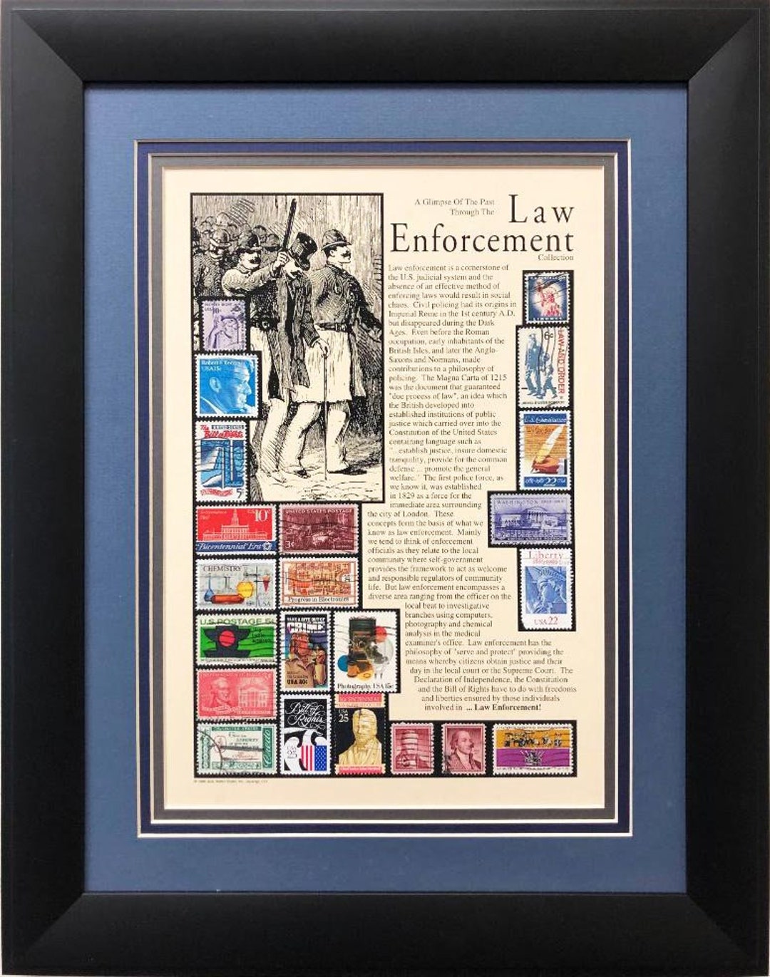 Stamps "law Enforcement Collection" (lg) Framed Stamp Art - Etsy
