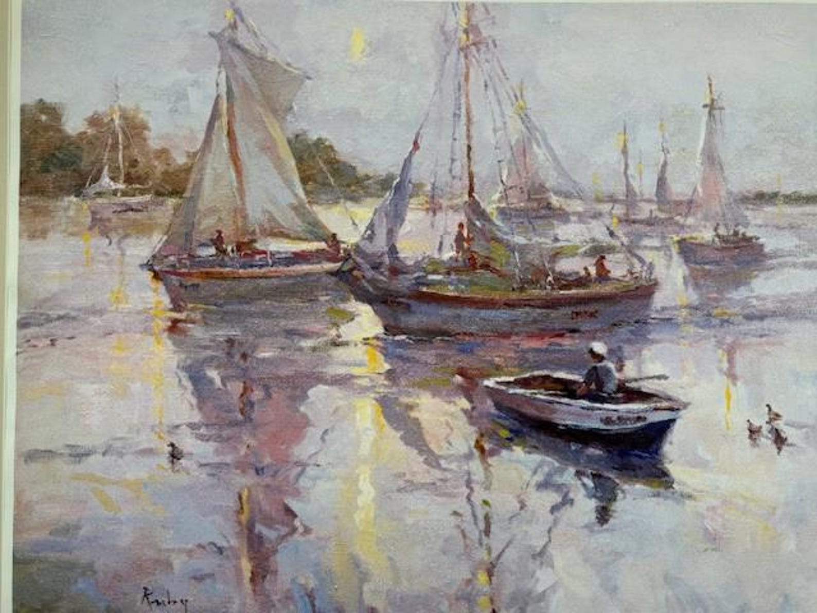 Claire Ruby lowering Sails Hand Signed Framed Impressionist Art New ...