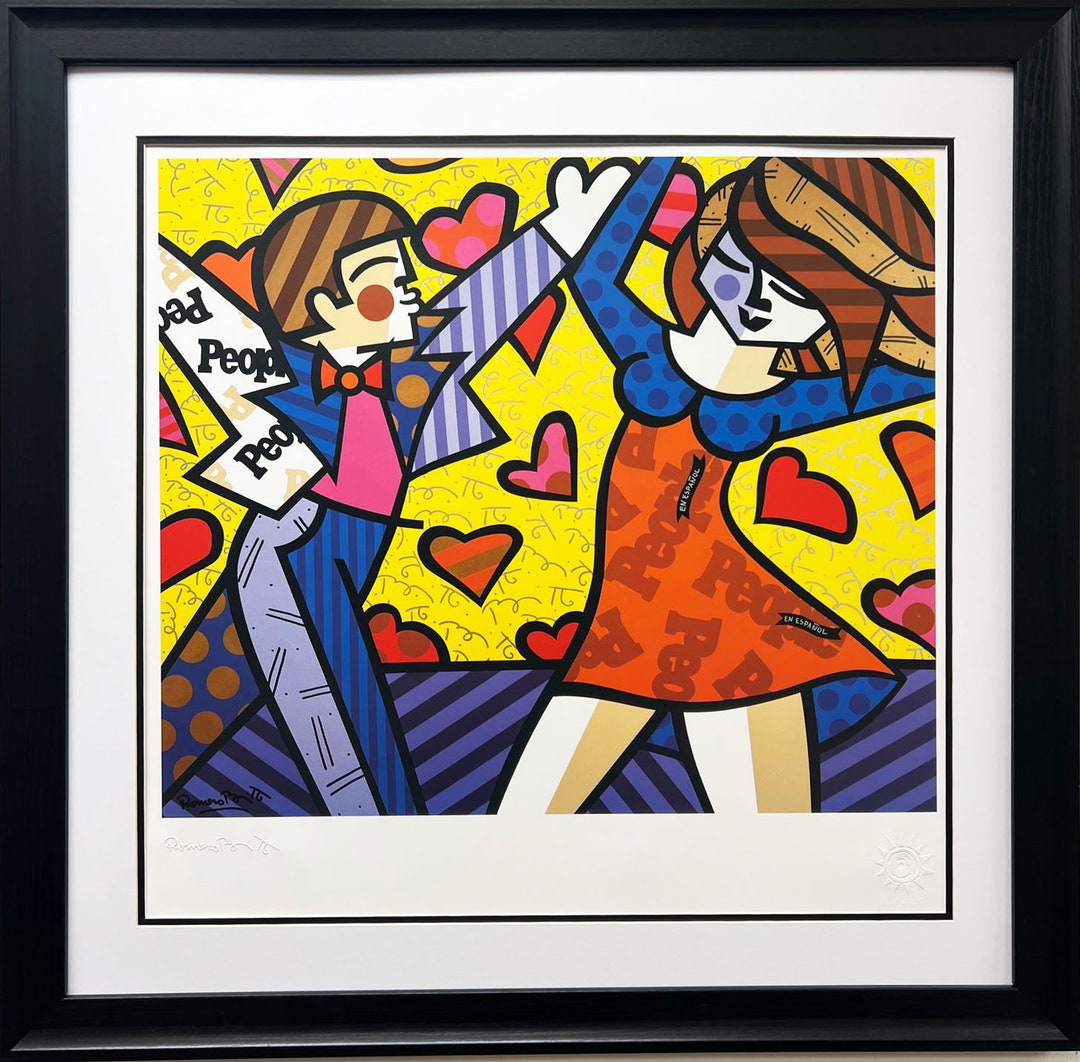 Romero Britto "people in Espanol" Newly Custom Framed Pop Art Rare Out ...