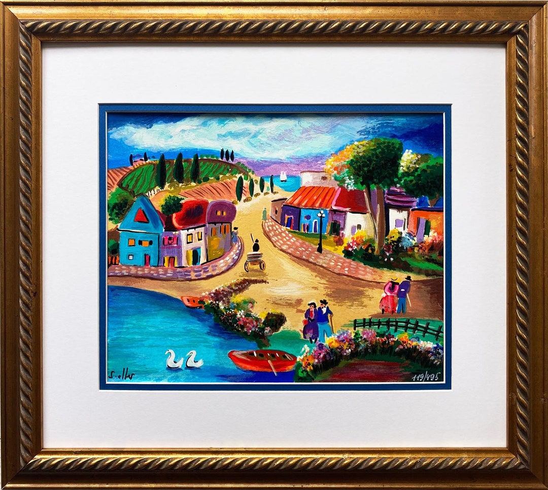 Shlomo Alter "in the Country" Hand Signed & # Serigraph Framed ...