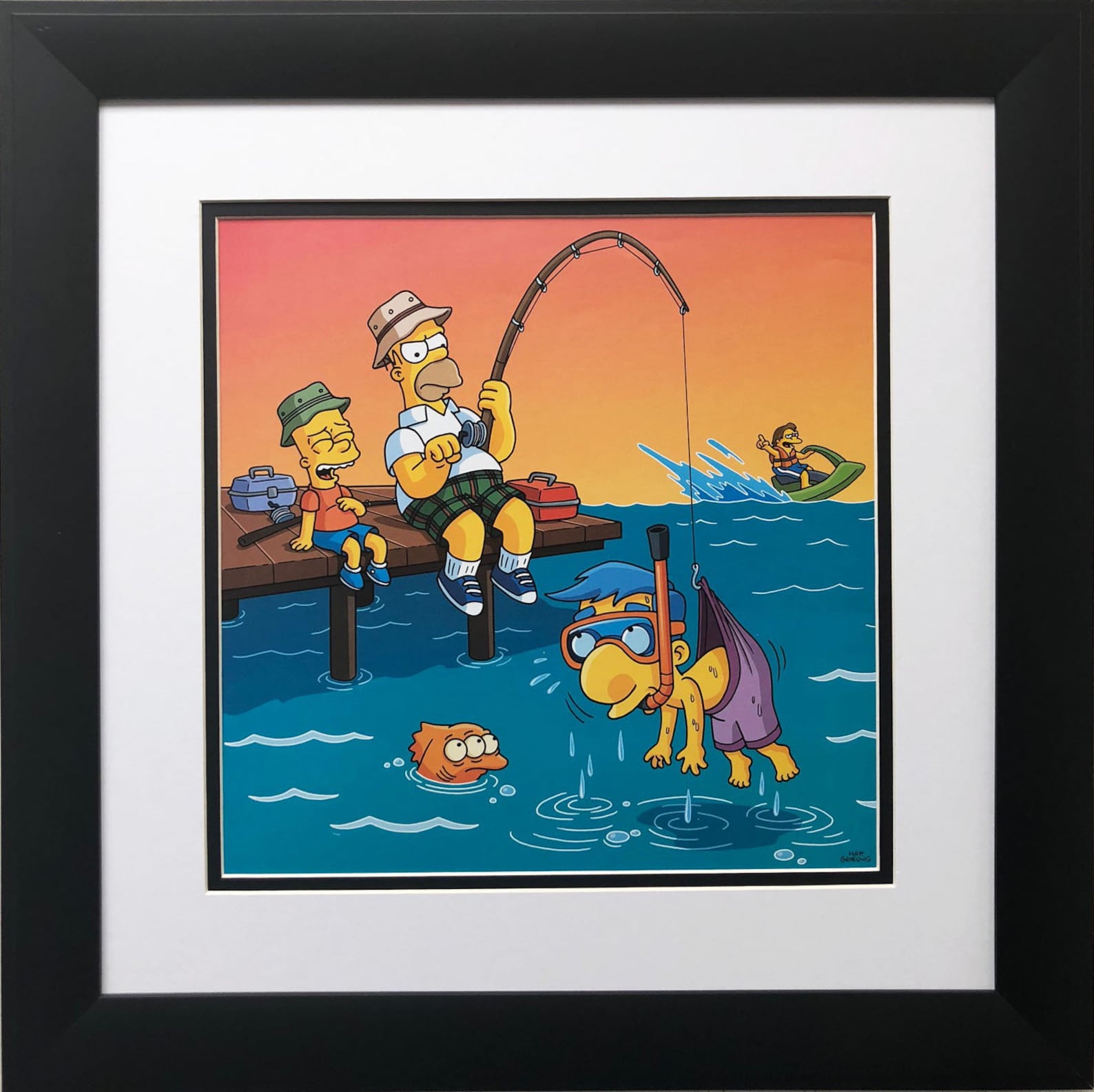 The Simpsons Homer Fishing With Bart New Custom Framed Art - Etsy