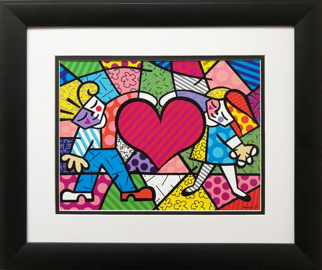 Romero Britto "heart Kids" NEWLY CUSTOM FRAMED Art Print - Etsy