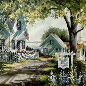 Denise Patchell-olson "shady Lane" CUSTOM FRAMED Signed #'d New England ...