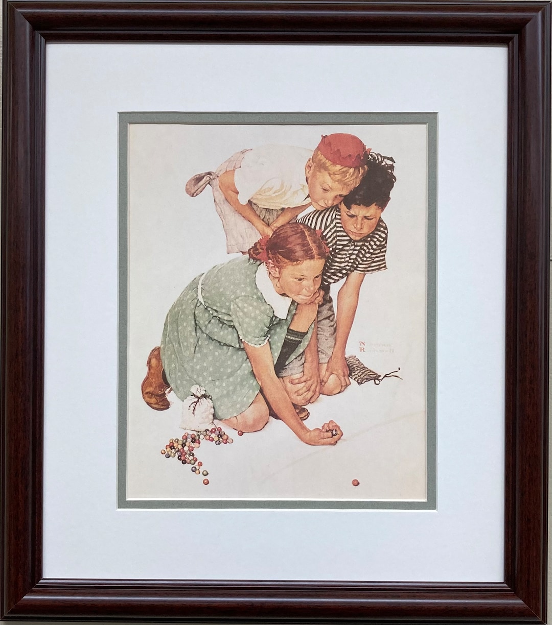 Norman Rockwell "marbles Champ" CUSTOM FRAMED Art Print Americana Vintage - Etsy