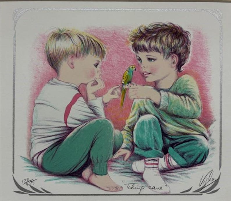 Mary Vickers "taking Care" Hand Signed Limited Edition Mixed Media ...