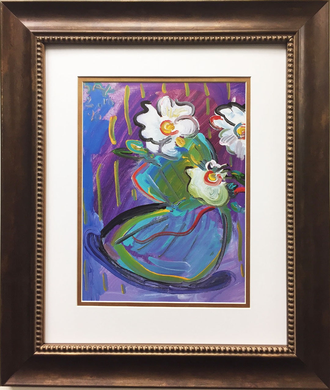 Peter Max "vase With Flowers Iii" Newly Custom Framed Print Art POP ...